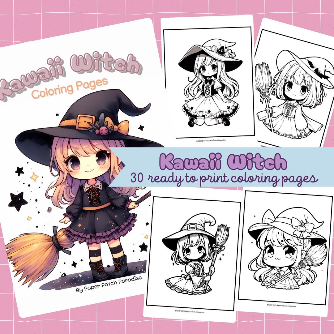 Kawaii Witch Coloring Pages Printable Pastel Goth Coloring Cute Creepy ...