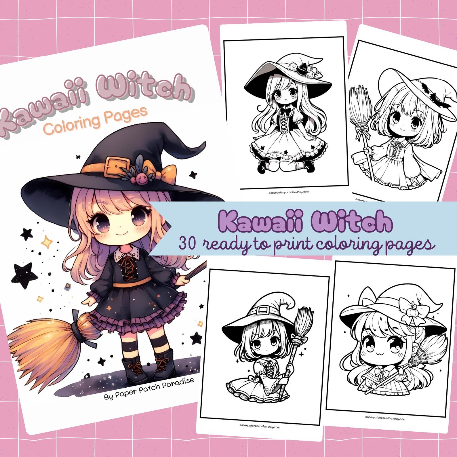 Kawaii Witch Coloring Pages Printable Pastel Goth Coloring Cute Creepy ...