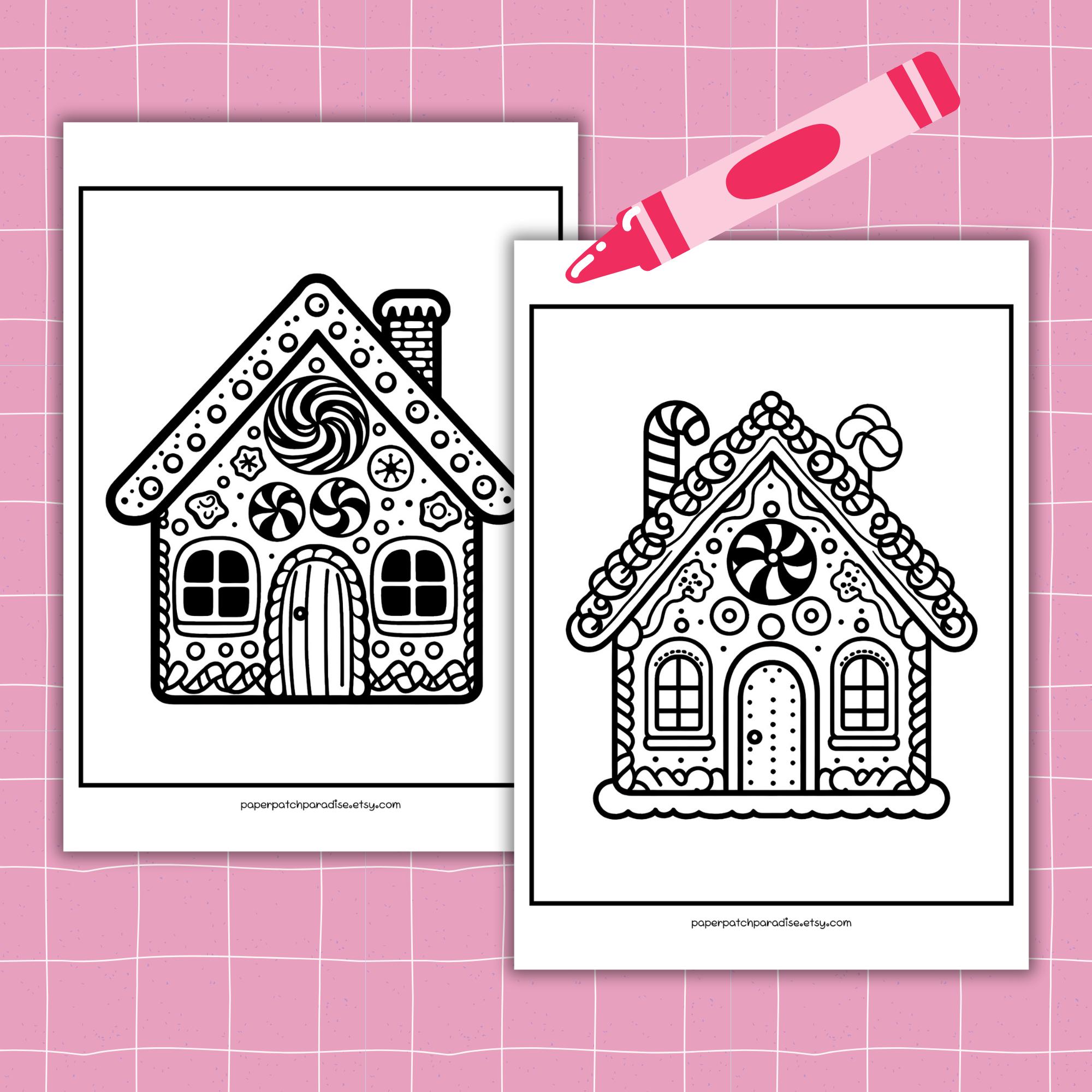 Gingerbread House Coloring Pages Printable Cute Christmas Coloring ...