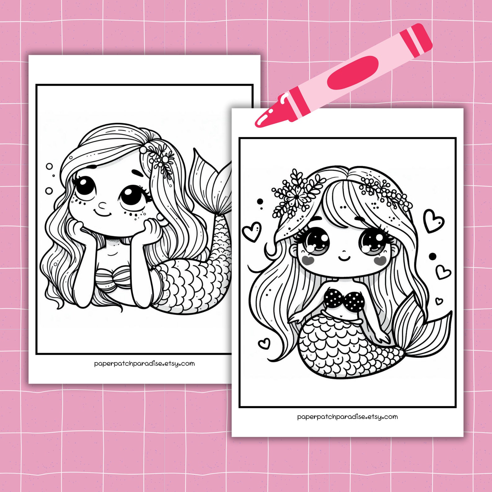 Mermaid Coloring Pages Printable Kawaii Mermaid Coloring Sheet Instant ...