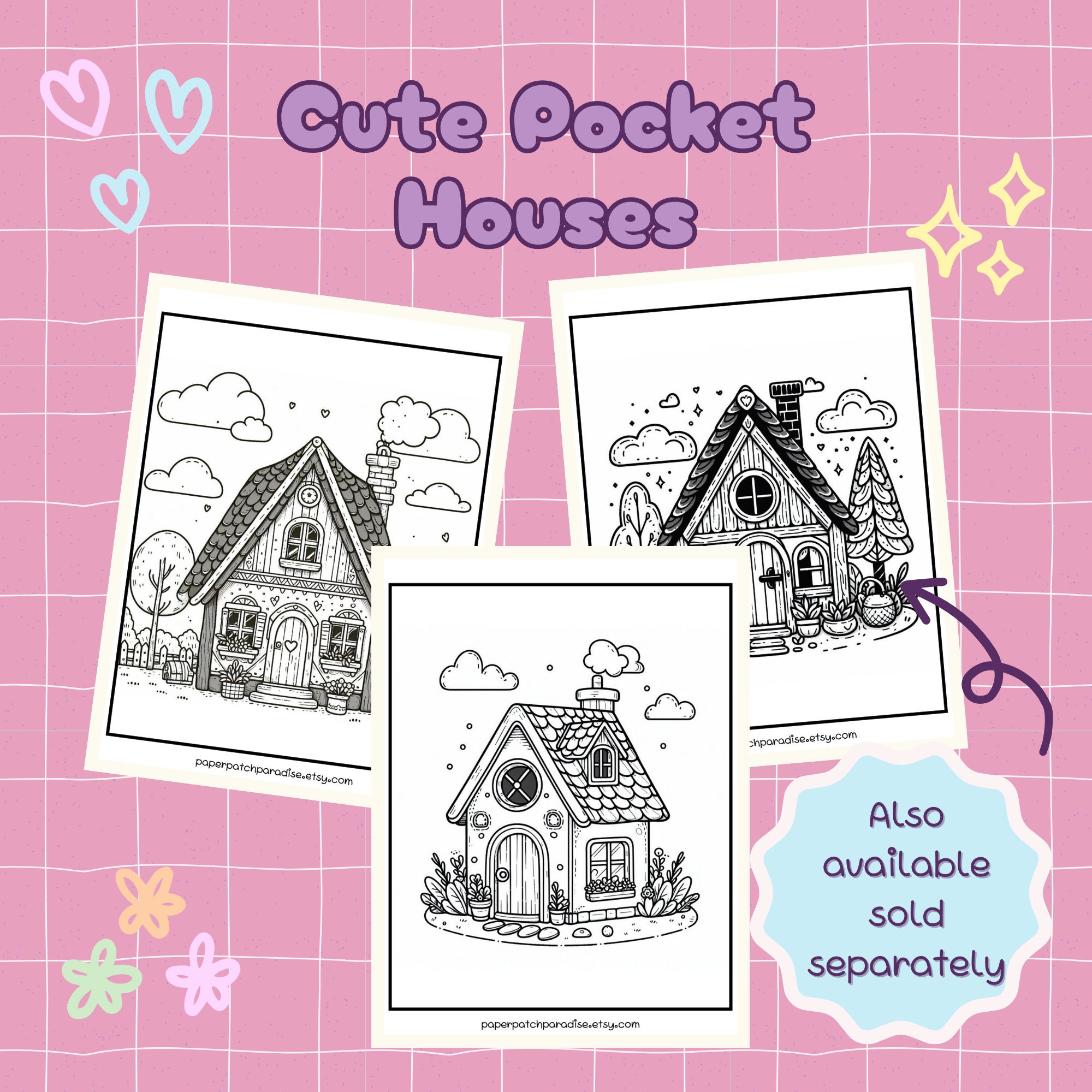 Tiny Cottages Coloring Pages Printable Cute Pocket House Coloring ...