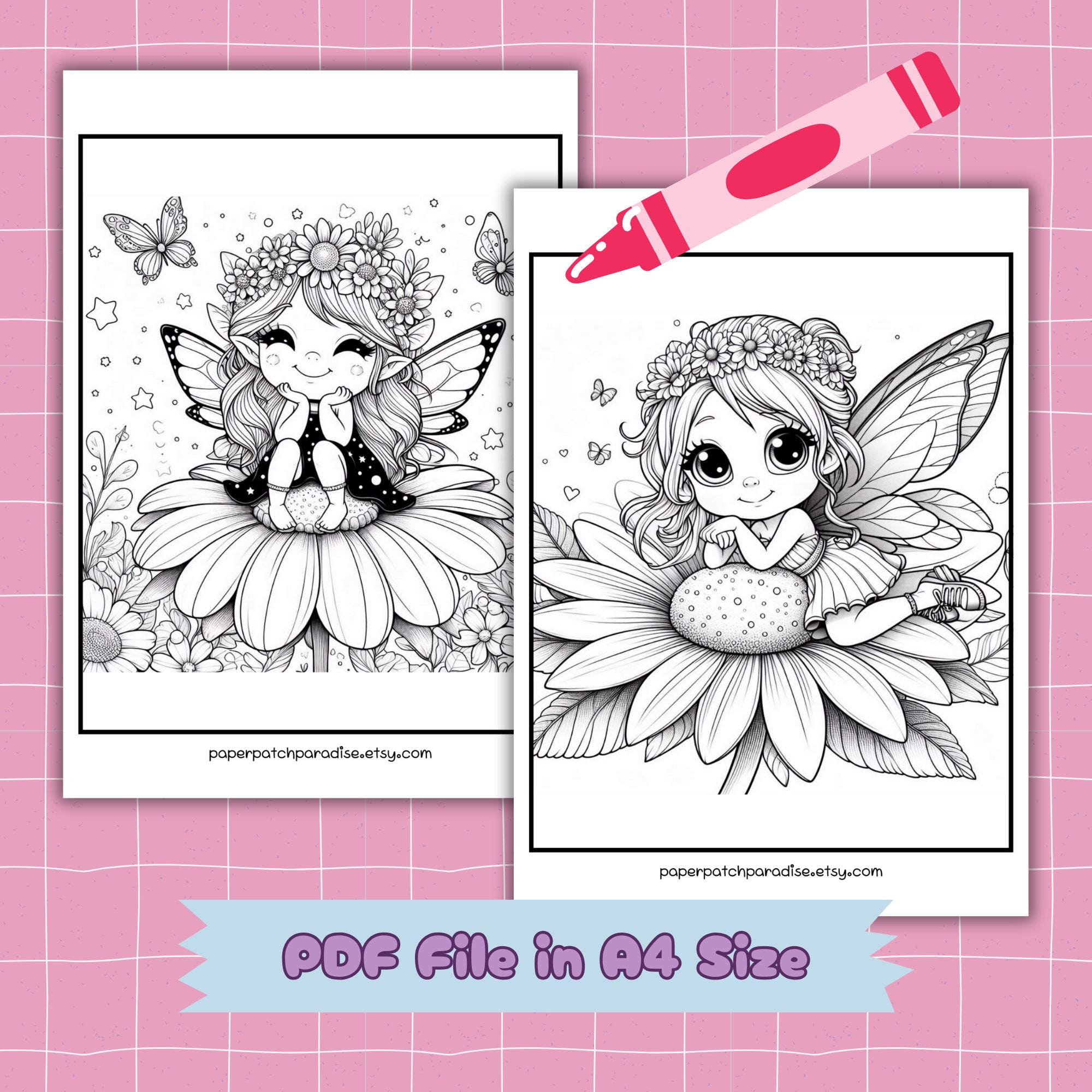 Flower Fairy Coloring Pages Printable Kawaii Fairy Coloring Sheets ...