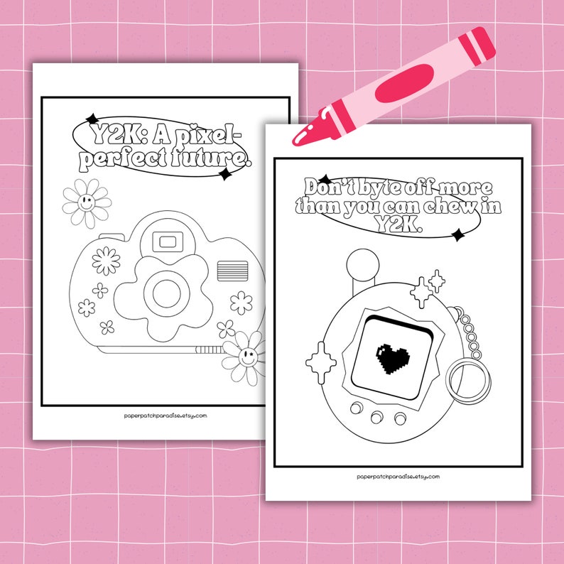 Bold and Easy Y2K Coloring Pages Printable Cute 2000s Fashion Coloring ...