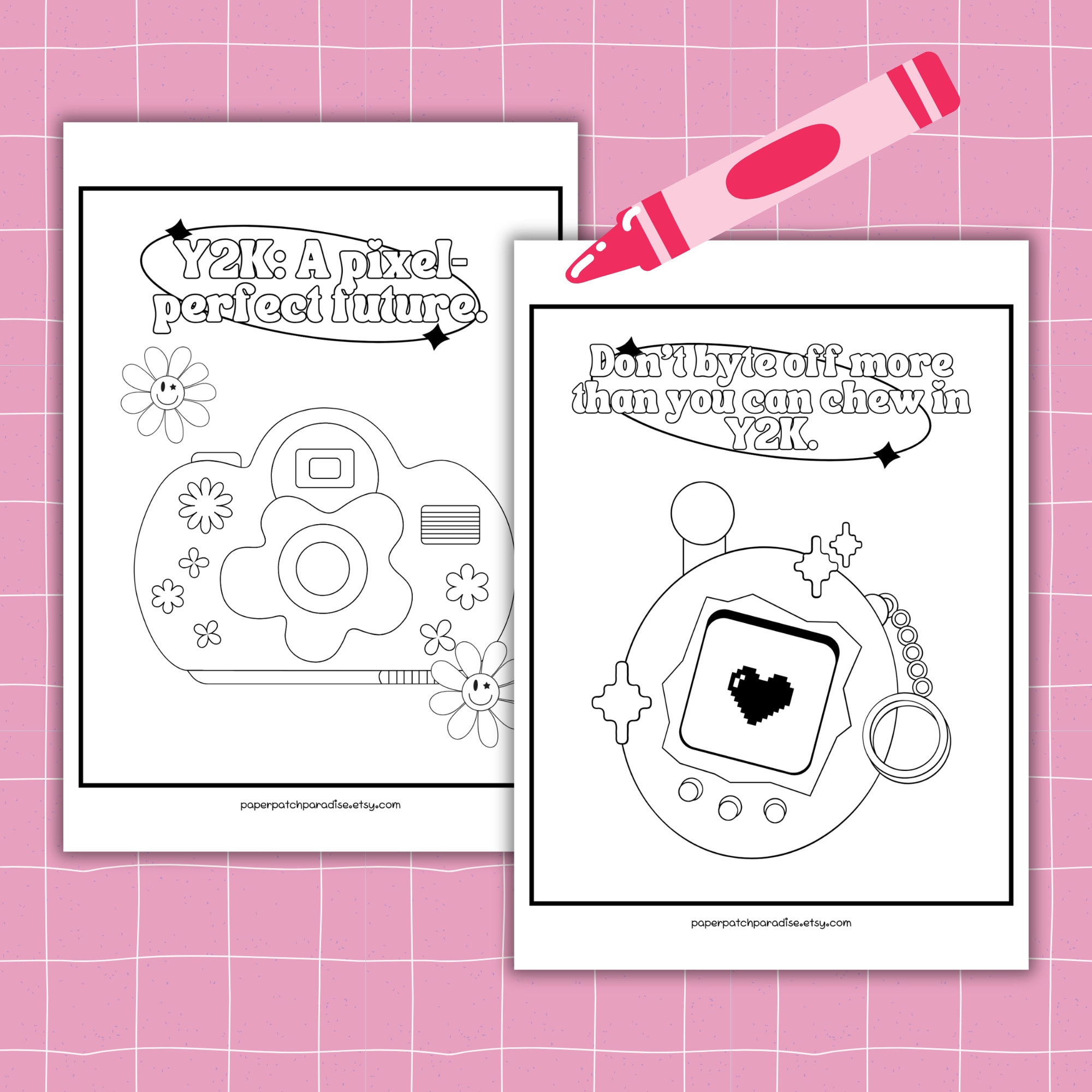 Bold and Easy Y2K Coloring Pages Printable Cute 2000s Fashion Coloring ...