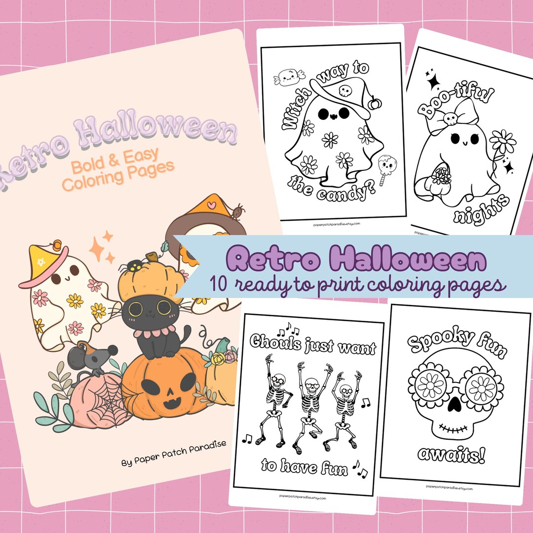Bold and Easy Retro Halloween Coloring Pages Printable Cute Creepy ...