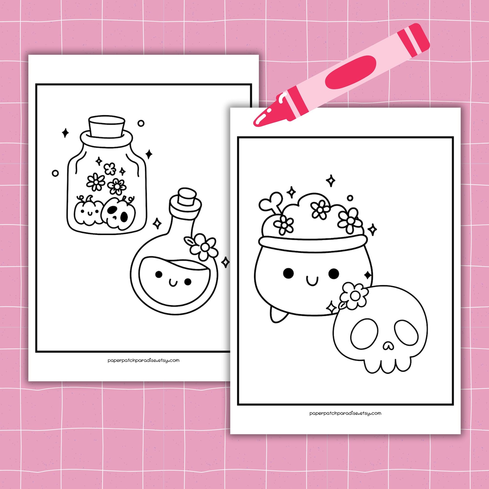Bold and Easy Cute and Creepy Coloring Pages Printable Retro Halloween ...