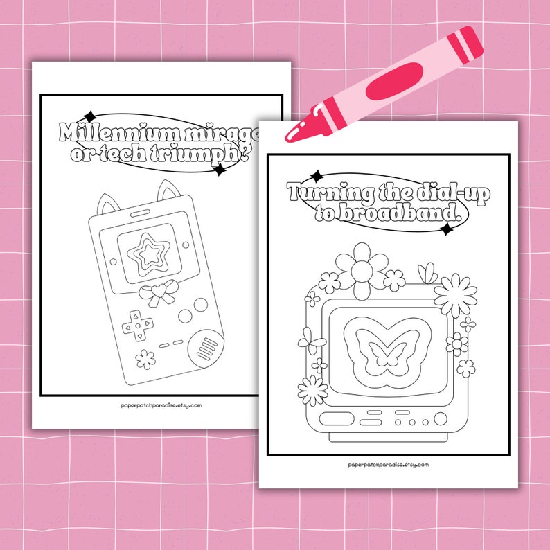 Bold and Easy Y2K Coloring Pages Printable Cute 2000s Fashion Coloring ...