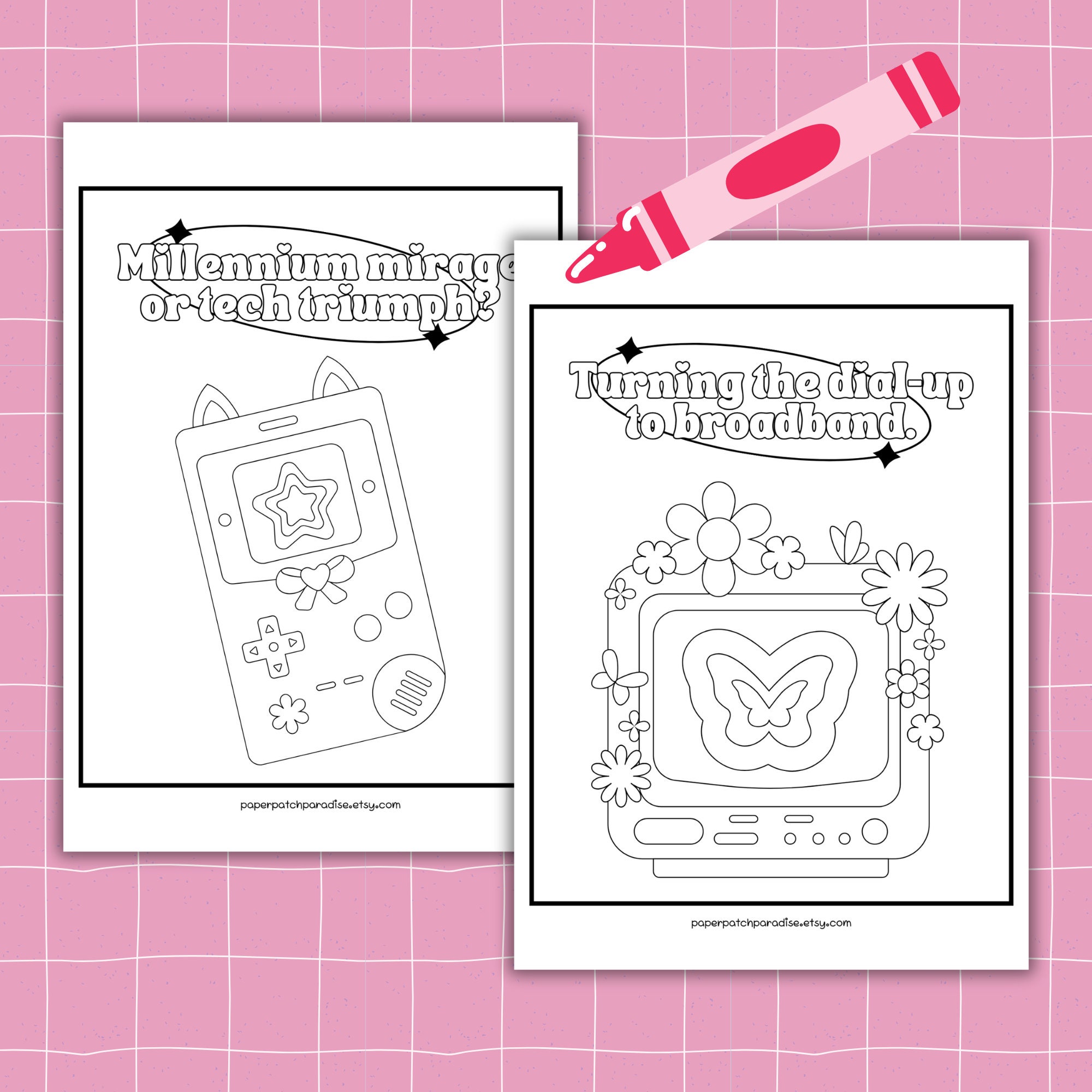 Bold and Easy Y2K Coloring Pages Printable Cute 2000s Fashion Coloring ...