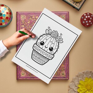Kawaii Cacti Coloring Pages Printable Cute Plants Coloring Sheets ...
