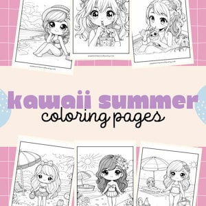 Summer Coloring Pages Printable Cute Girl Coloring Sheets Kawaii Beach ...