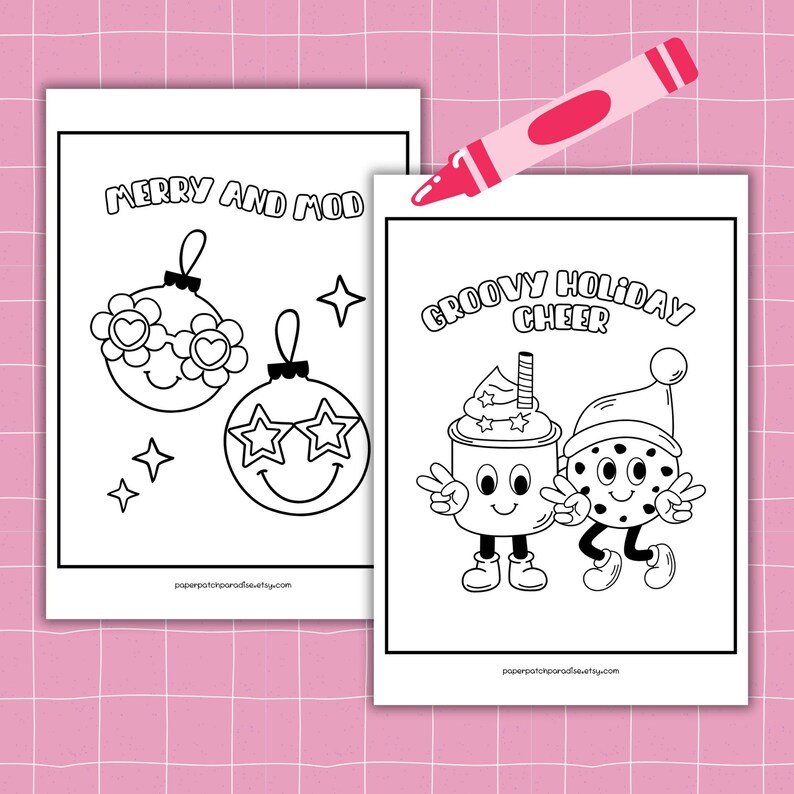 Bold and Easy Retro Christmas Coloring Pages Printable Cute Holiday ...