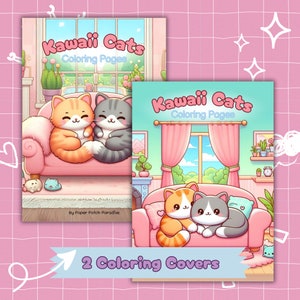 Kawaii Cat Coloring Pages Printable Cute Cat Coloring Sheets Instant ...