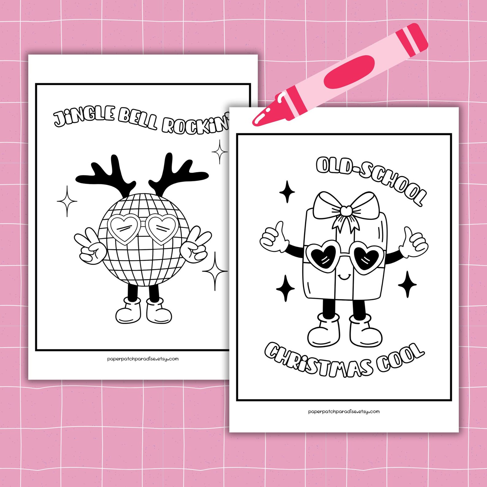 Bold and Easy Retro Christmas Coloring Pages Printable Cute Holiday ...
