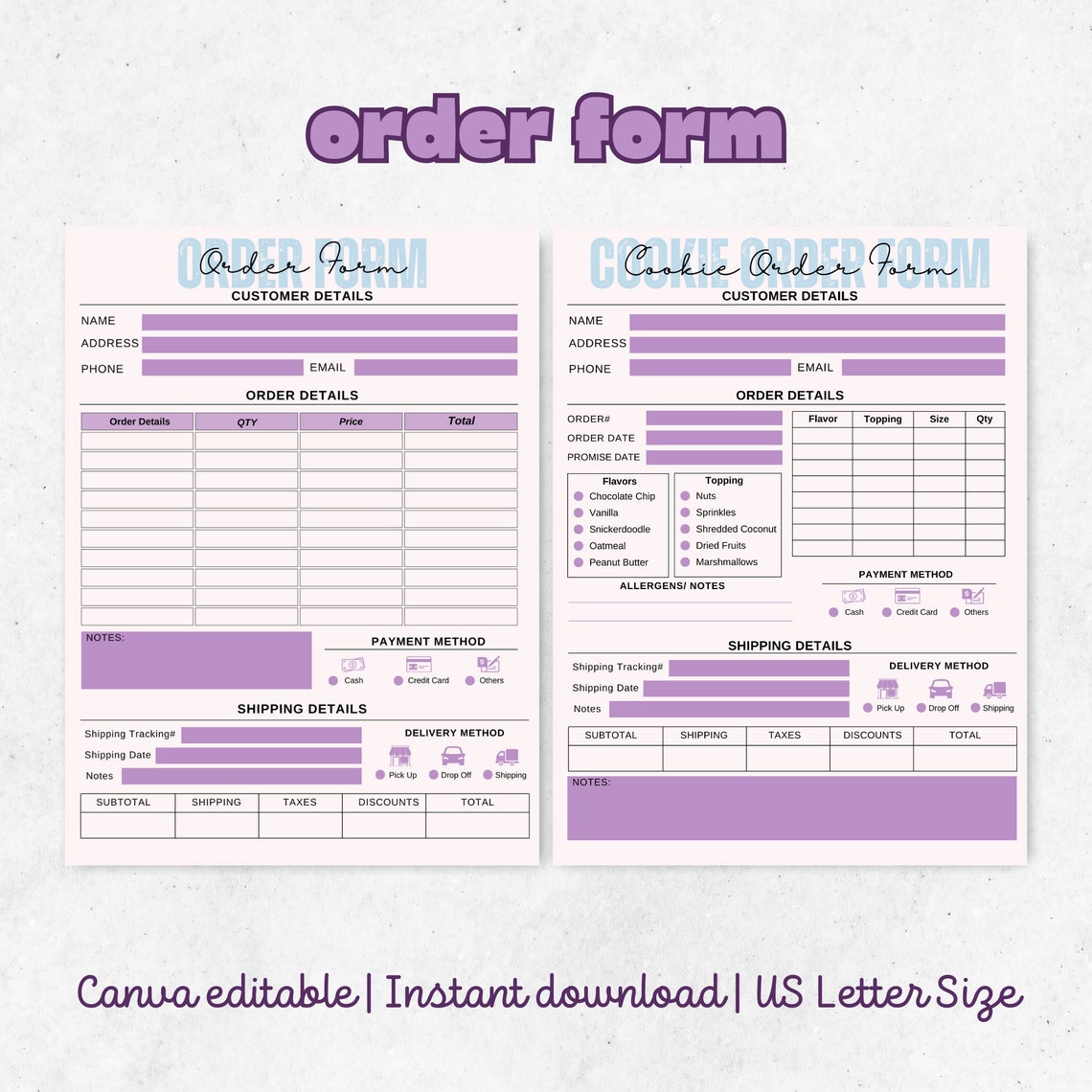 Cookie Order Form Template Printable Small Business Forms Canva ...