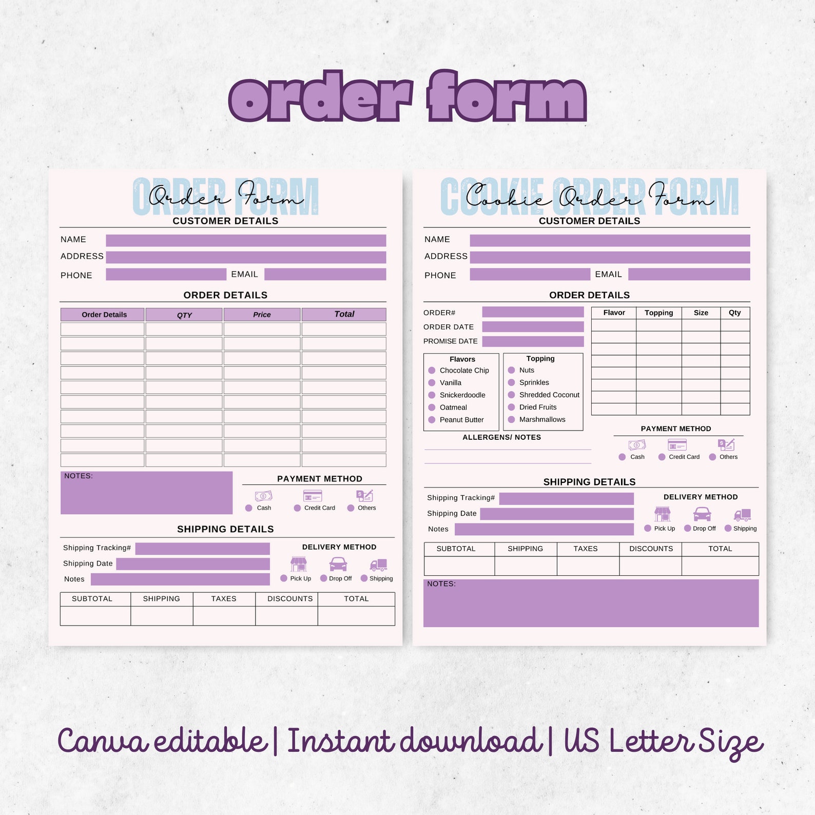 Cookie Order Form Template Printable Small Business Forms Canva ...