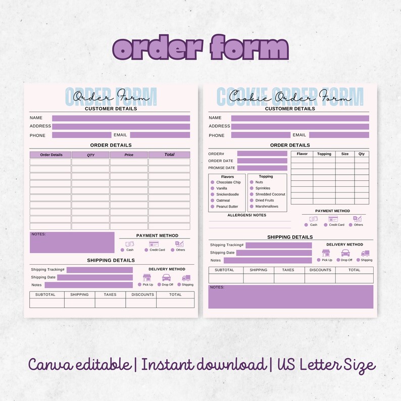 Cookie Order Form Template Printable Small Business Forms Canva ...
