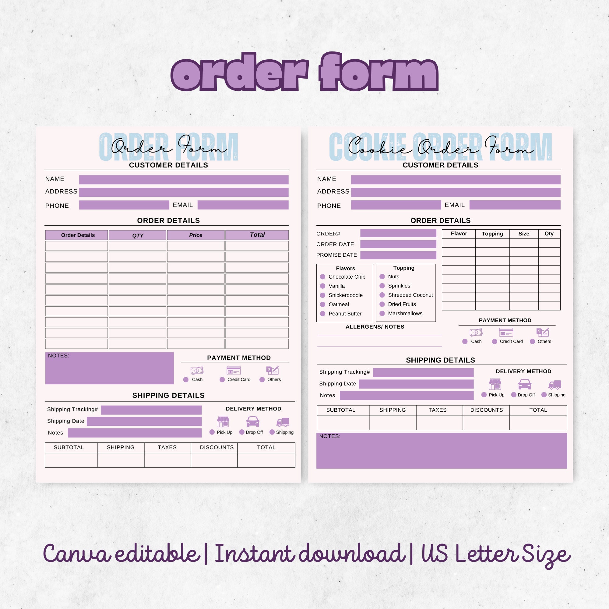 Cookie Order Form Template Printable Small Business Forms Canva ...