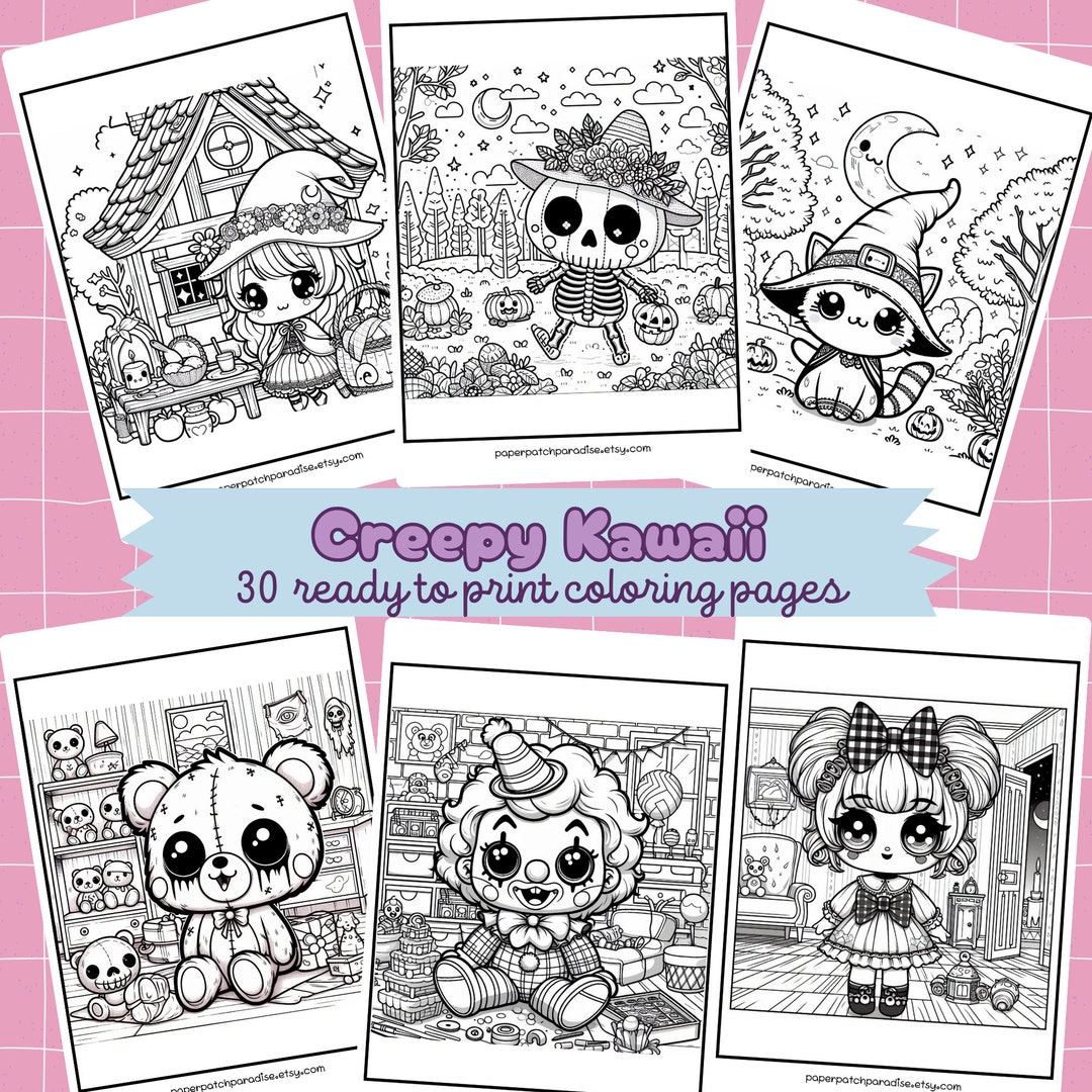 Creepy Kawaii Coloring Pages Printable Pastel Goth Coloring Sheets ...