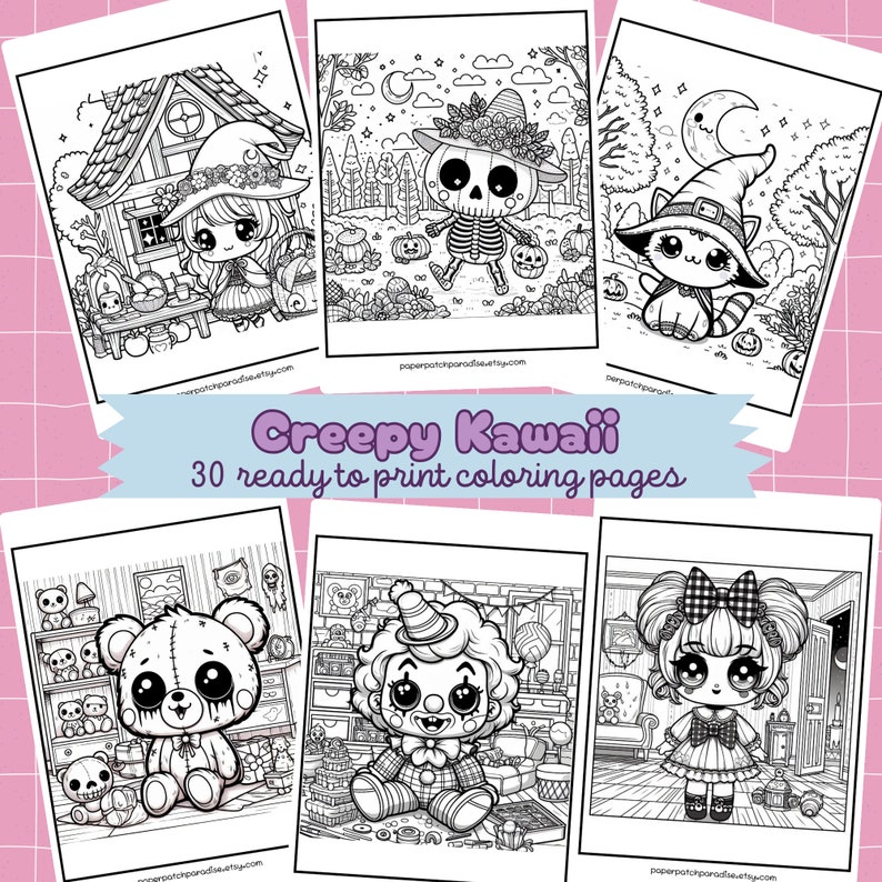 Creepy Kawaii Coloring Pages Printable Pastel Goth Coloring Sheets ...