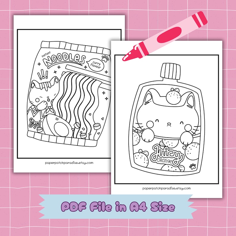 Food and Drinks Coloring Pages Printable Kawaii Snacks Coloring Sheets ...