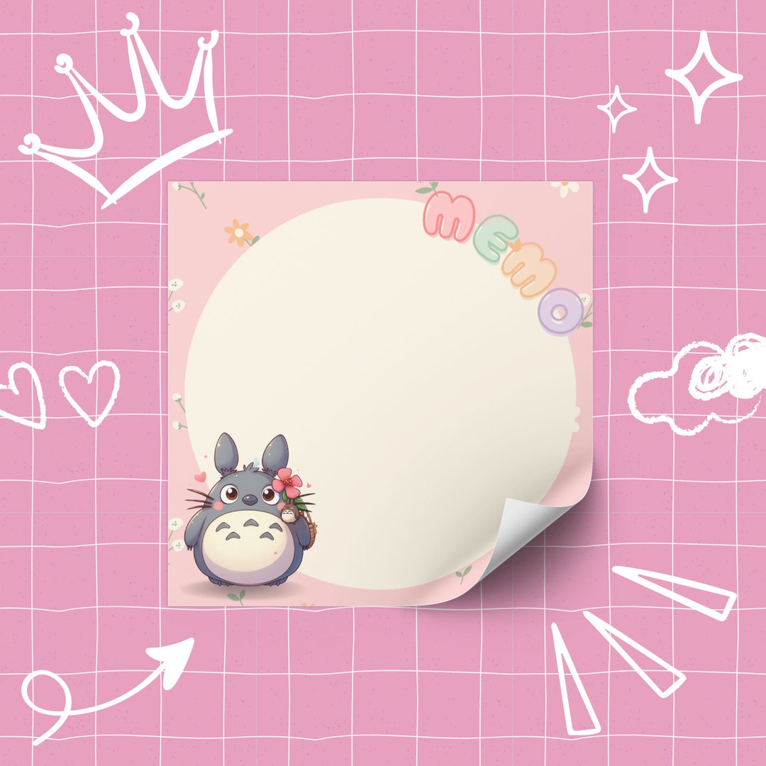Totoro Sticky Notes Studio Ghibli Post-it Notes Cute Pink Memo Pad ...