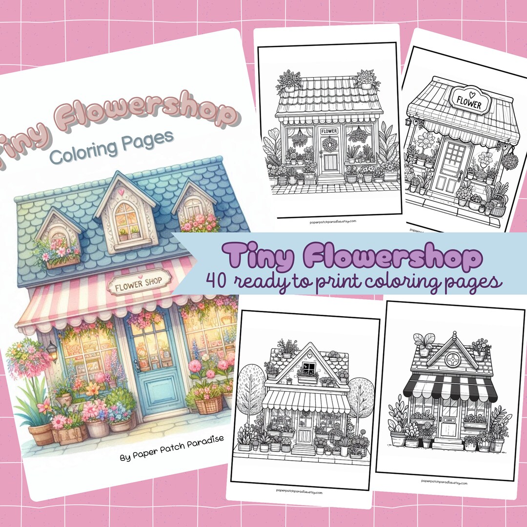 Tiny Flower Shop Coloring Pages Printable Cute Storefront Coloring ...