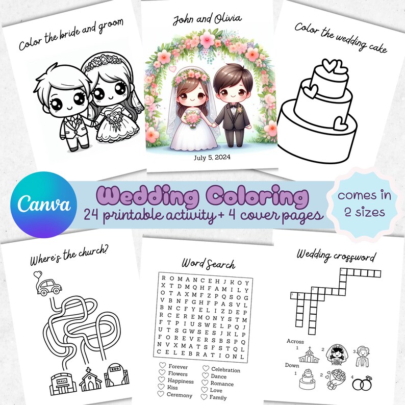 Wedding Coloring Pages Printable Wedding Activity Games for Kids ...