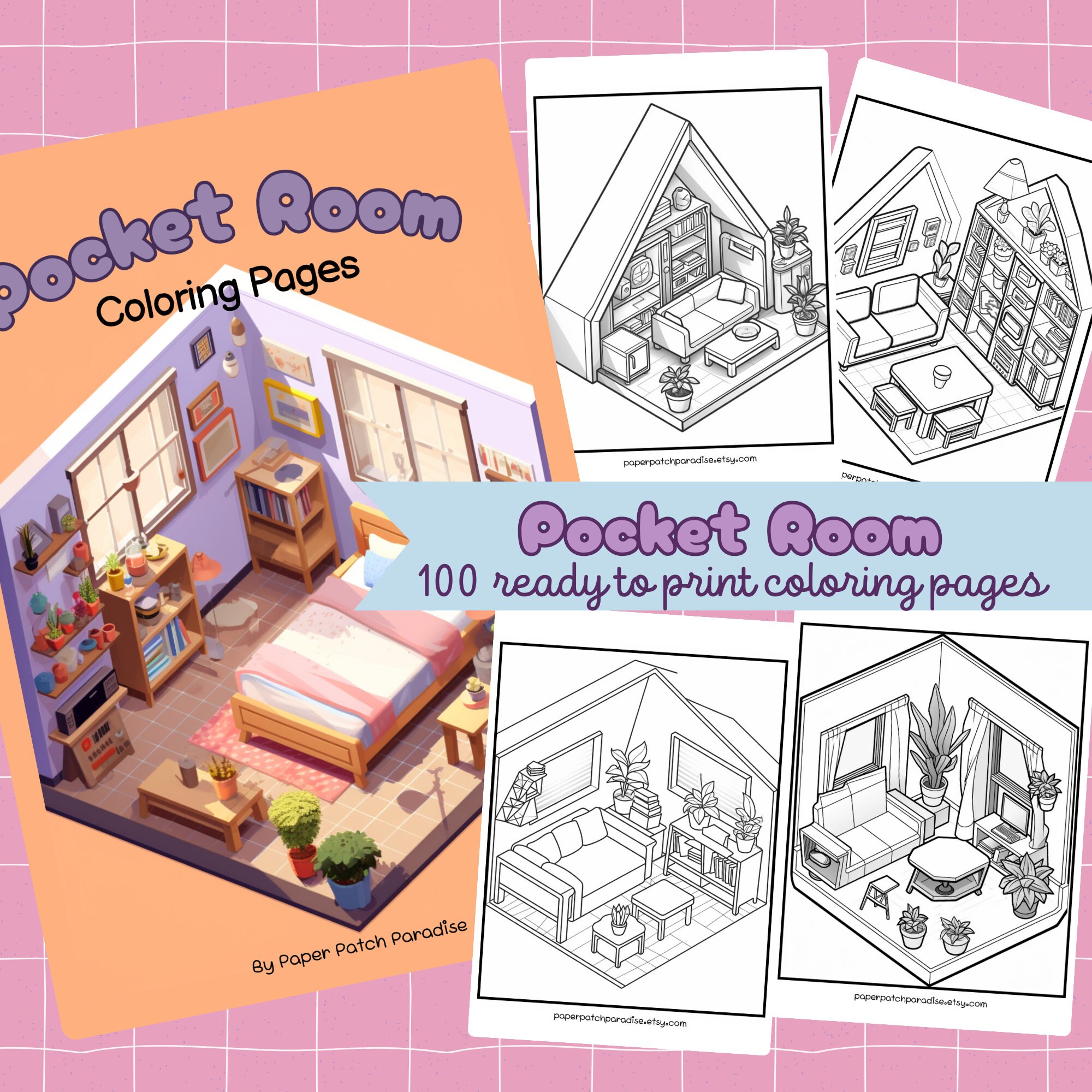 Pocket Room Coloring Pages Printable Isometric Tiny House Coloring ...