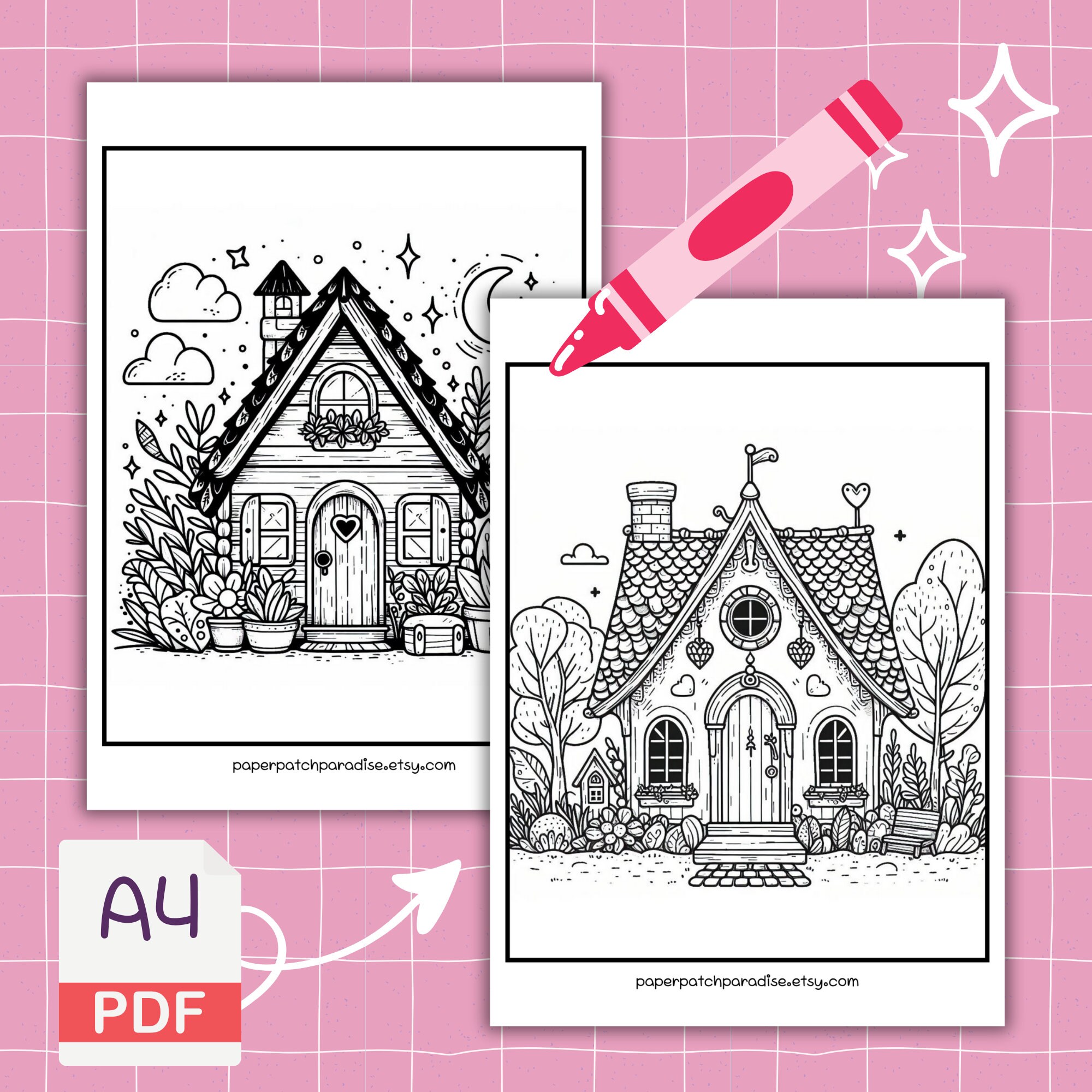 Pocket House Coloring Pages Printable Cute Tiny House Coloring Sheets ...