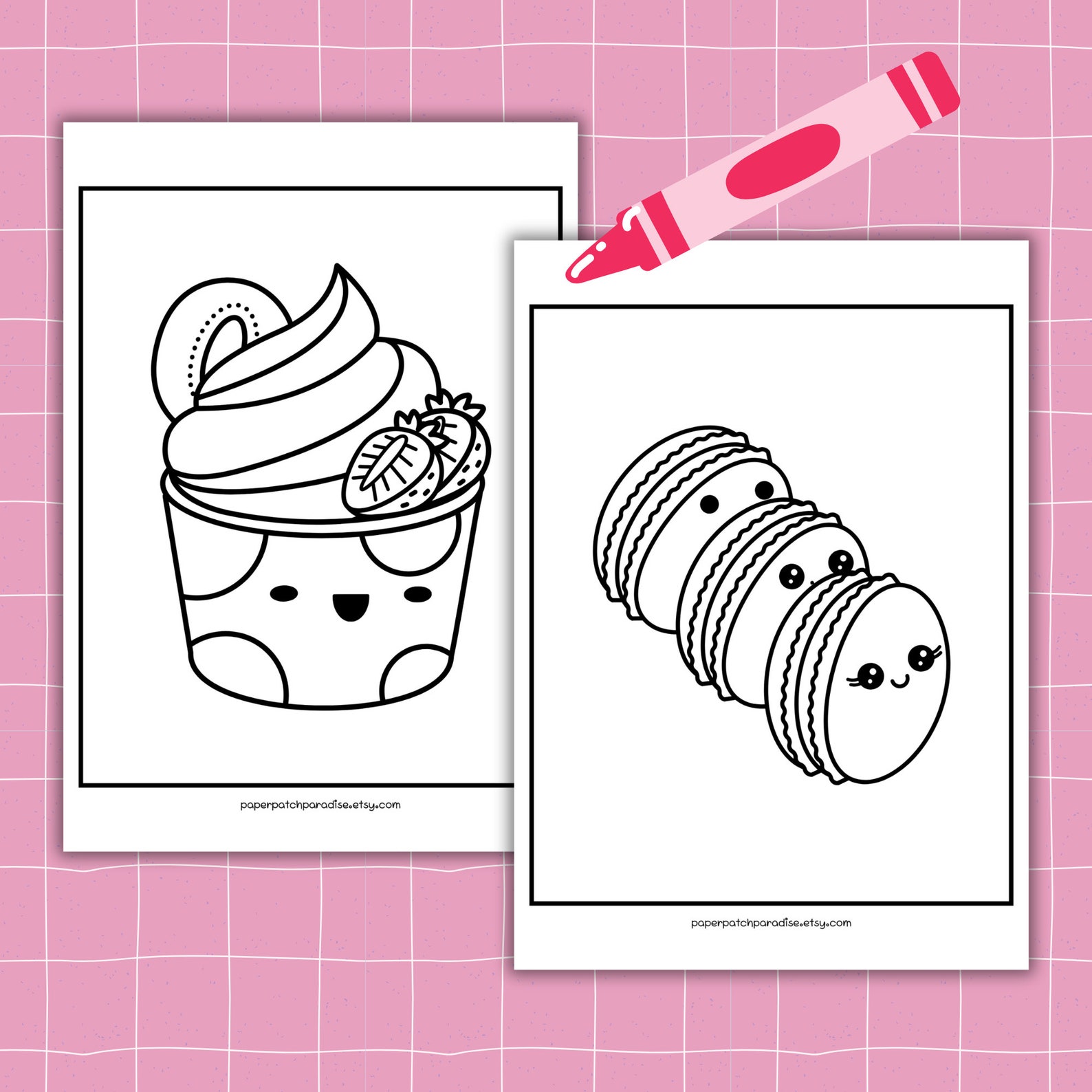 Bold and Easy Food and Drink Coloring Pages Printable Kawaii Sweets ...