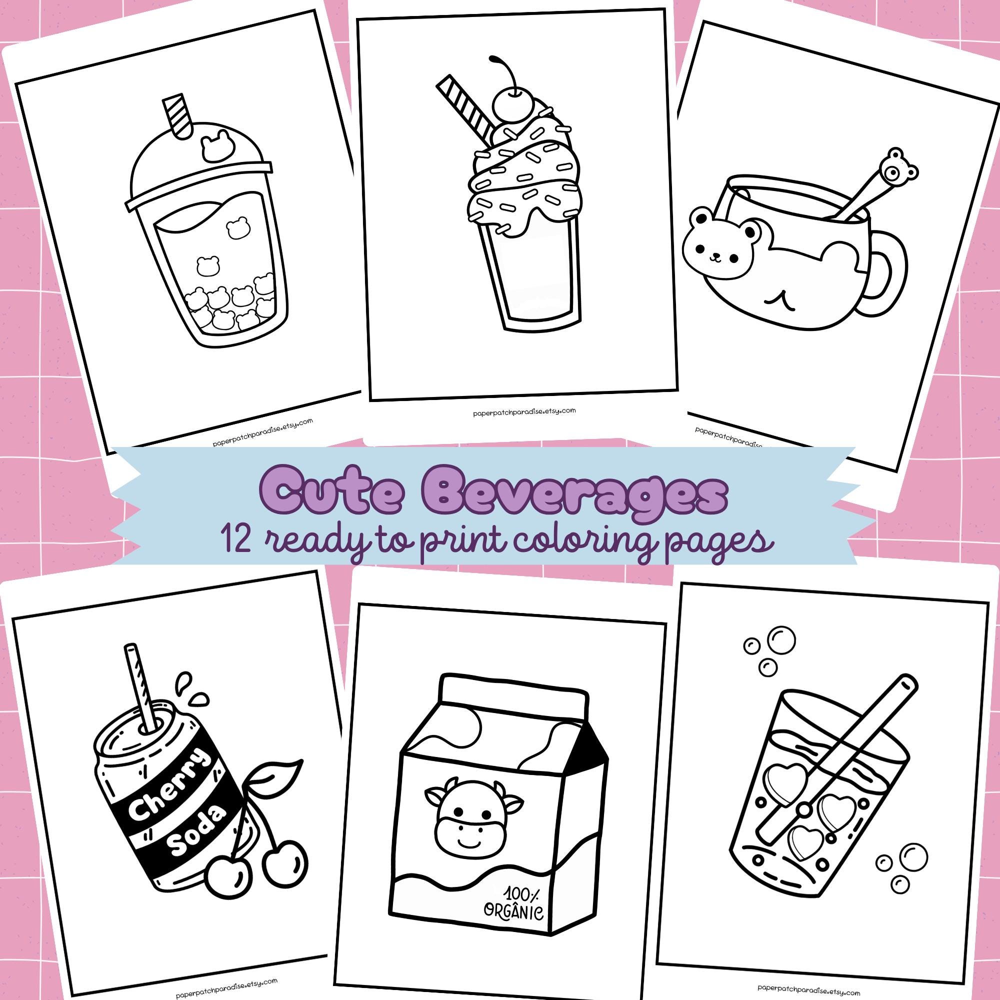 Cute Drinks Coloring Pages Printable Kawaii Beverages Coloring Sheets ...