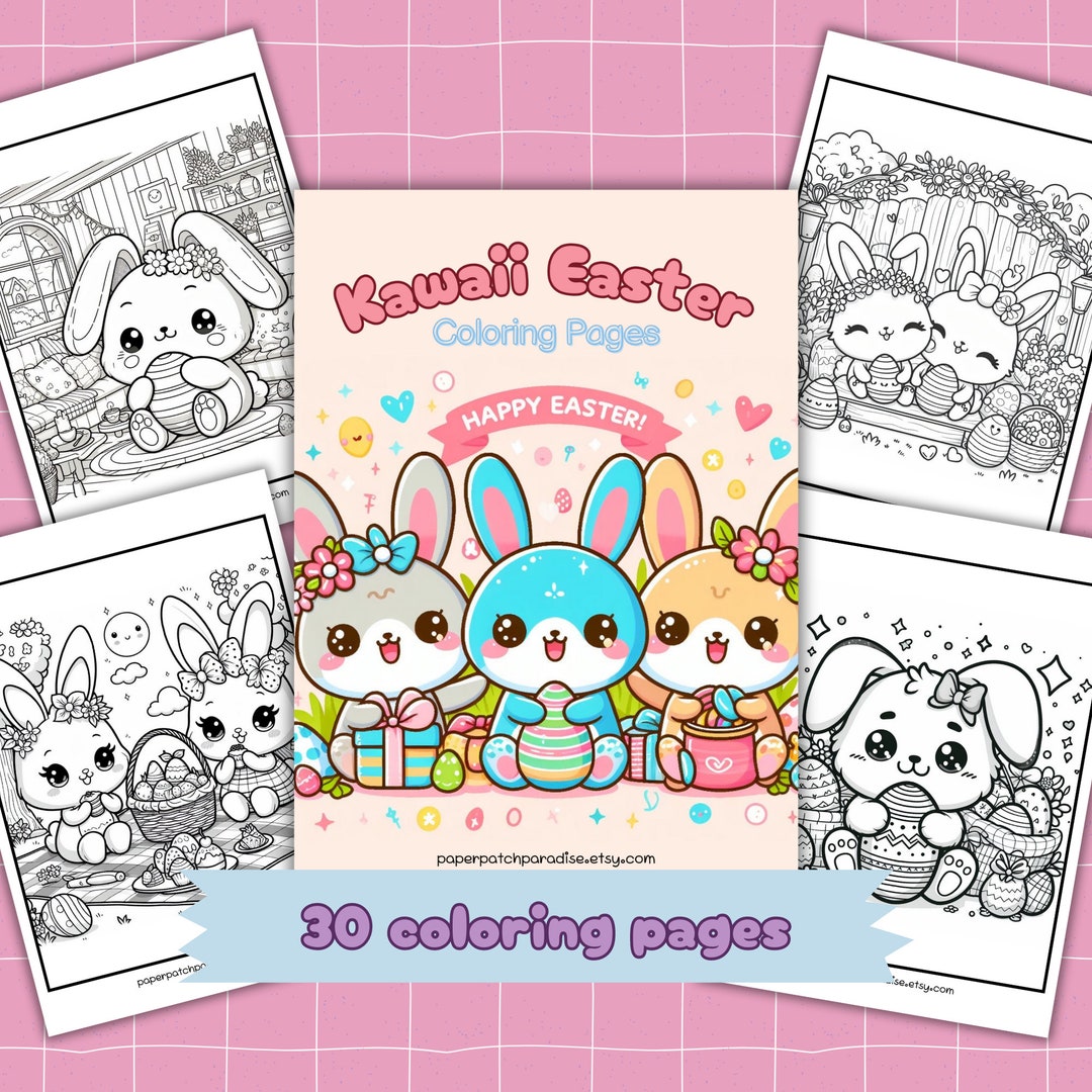 Kawaii Easter Coloring Pages Printable Easter Cute Bunny Coloring ...