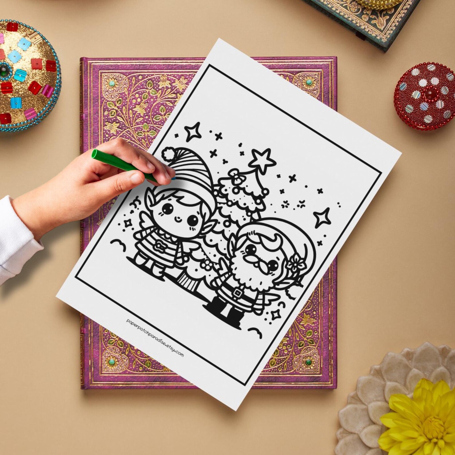 Santas Elves Coloring Pages Printable Cute Christmas Coloring Sheets ...