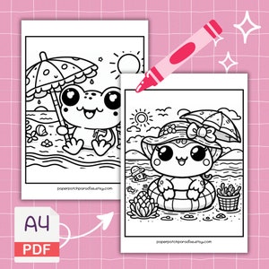 Kawaii Frog Coloring Pages Printable Cute Cozy Frog Toads Coloring ...