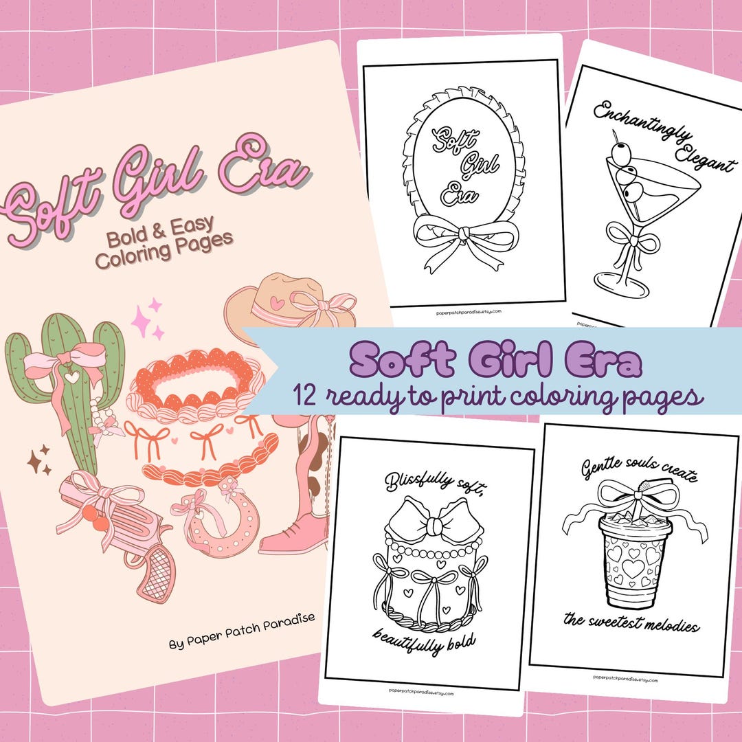 Bold and Easy Soft Girl Era Coloring Pages Printable Cute Coquette ...