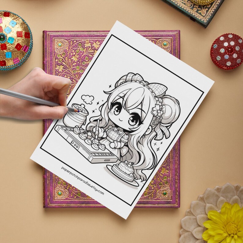 Kawaii Girl Coloring Pages Printable Cute Cozy Scenes Coloring Sheets ...
