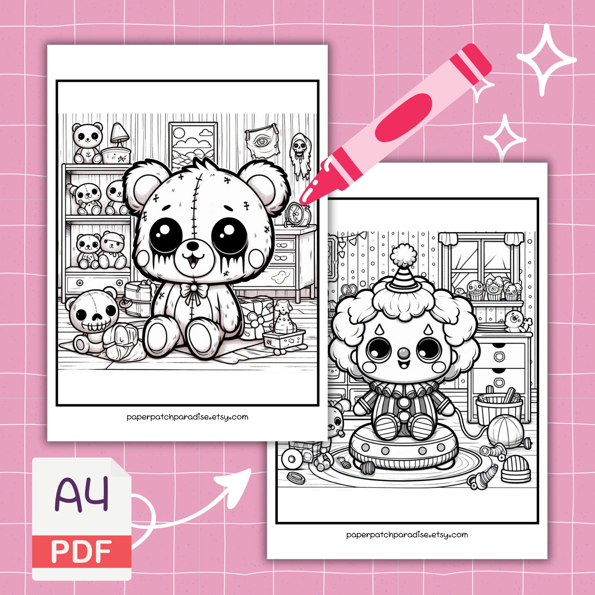Creepy Kawaii Coloring Pages Printable Pastel Goth Coloring Sheets ...