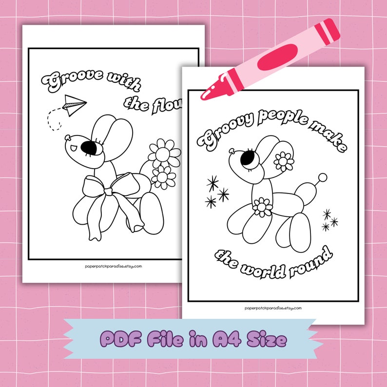 Bold and Easy Cute and Groovy Coloring Pages Printable Retro Coloring ...