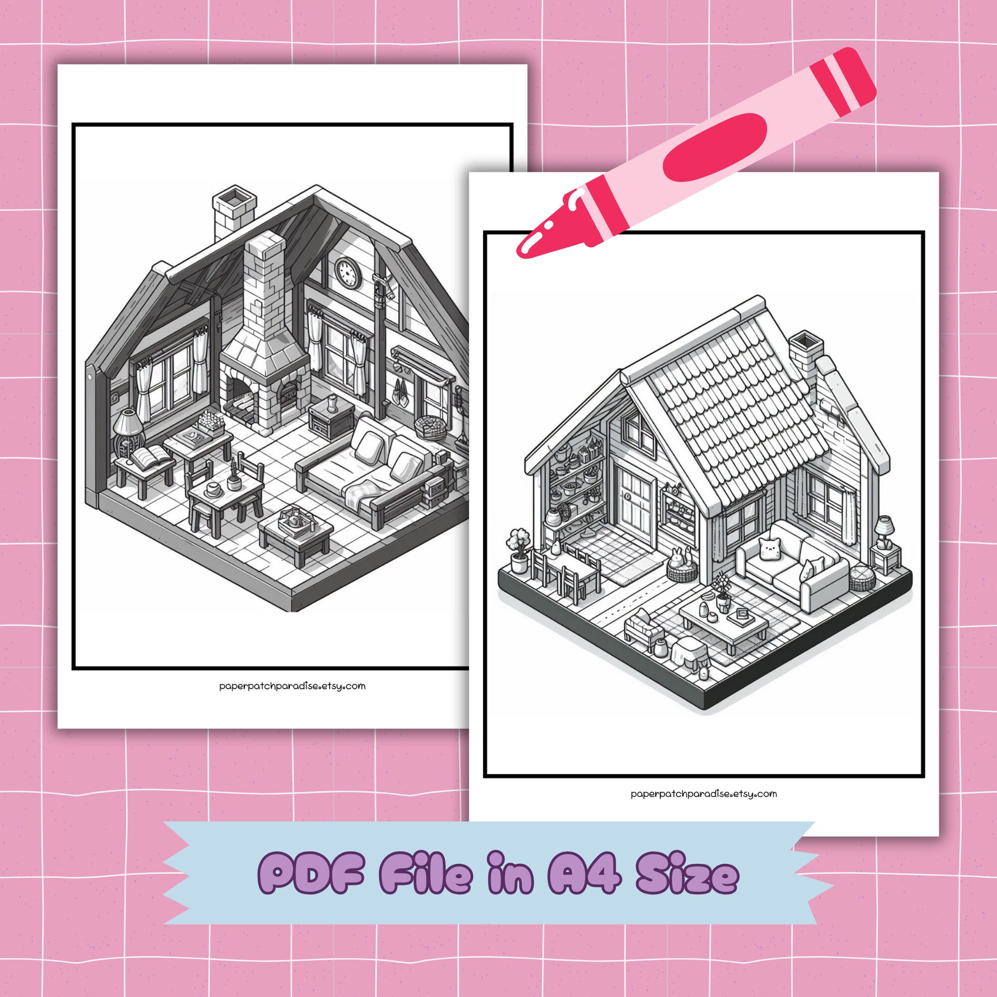 Tiny Cottages Coloring Pages Printable Cute Pocket House Coloring ...