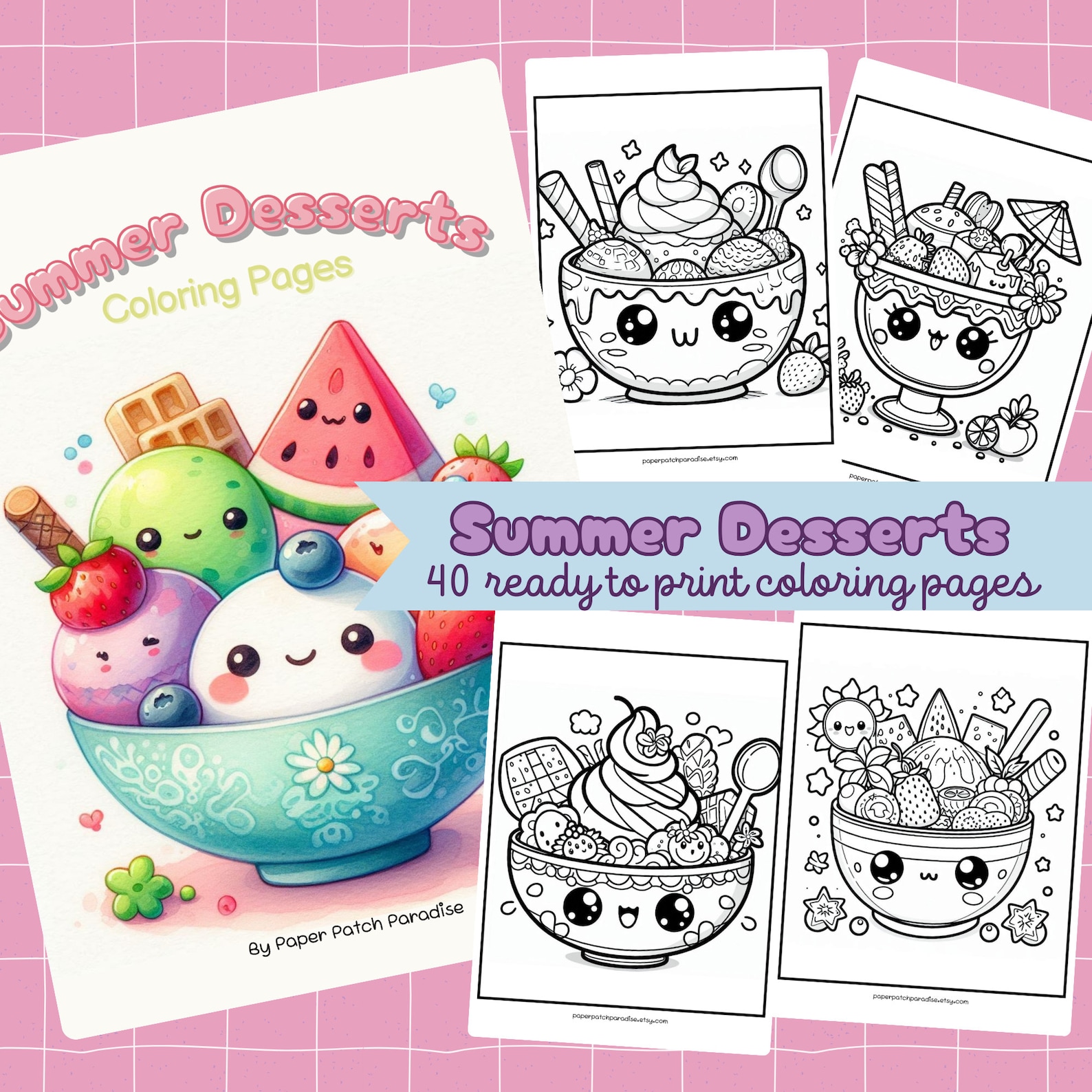 Summer Desserts Coloring Pages Printable Kawaii Food Coloring Sheets ...