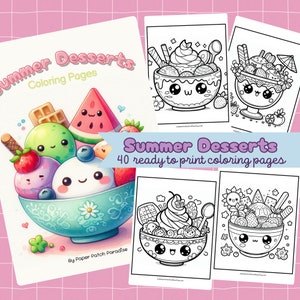 Summer Desserts Coloring Pages Printable Kawaii Food Coloring Sheets ...