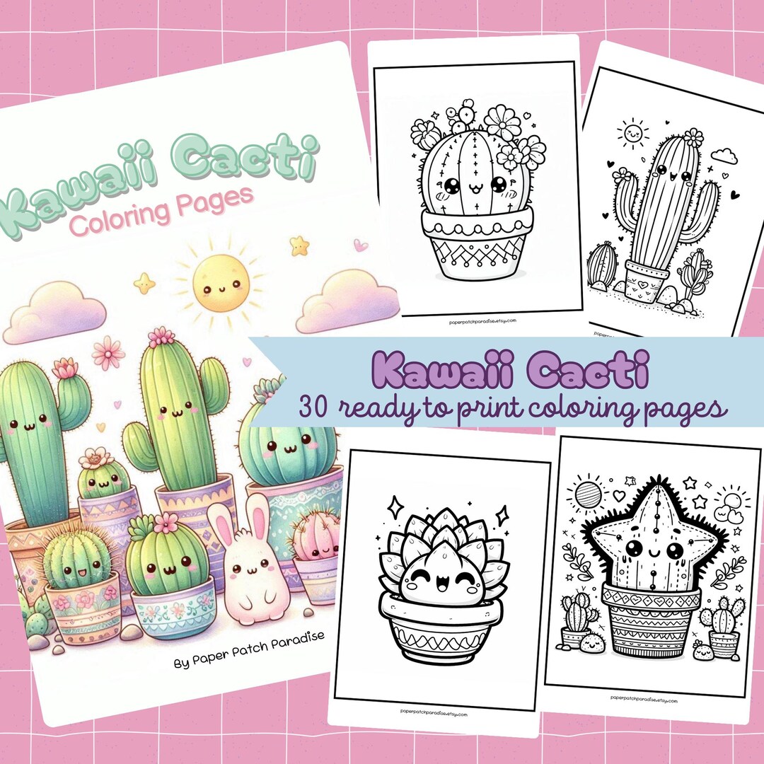 Kawaii Cacti Coloring Pages Printable Cute Plants Coloring Sheets ...