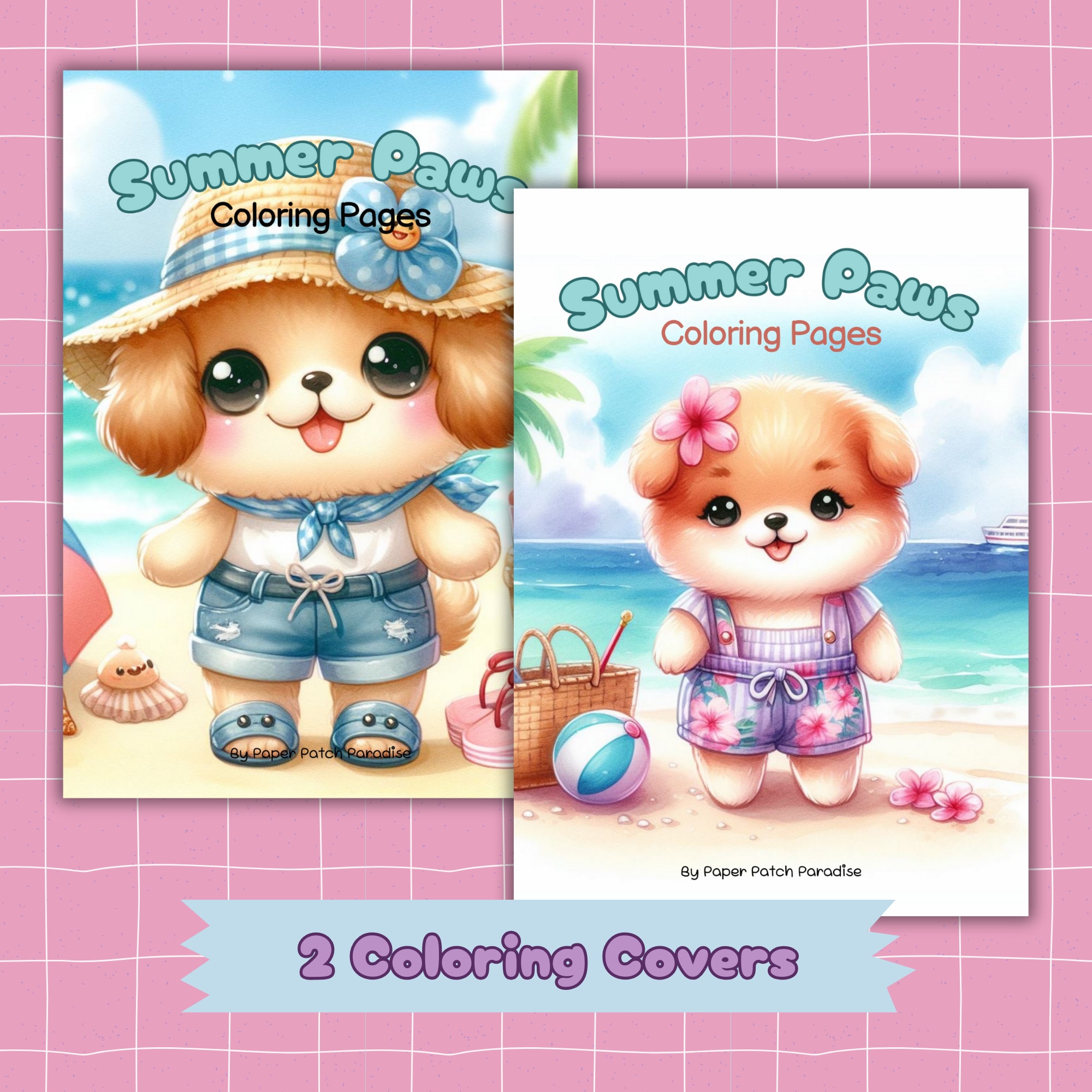 Summer Coloring Pages Printable Cute Dog Coloring Sheets Kawaii Beach ...