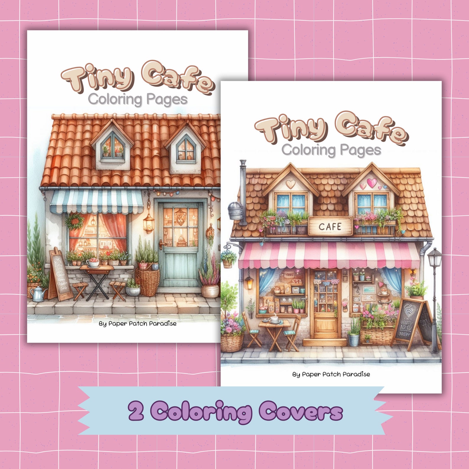 Tiny Cafe Coloring Pages Printable Cute Storefront Coloring Sheets ...
