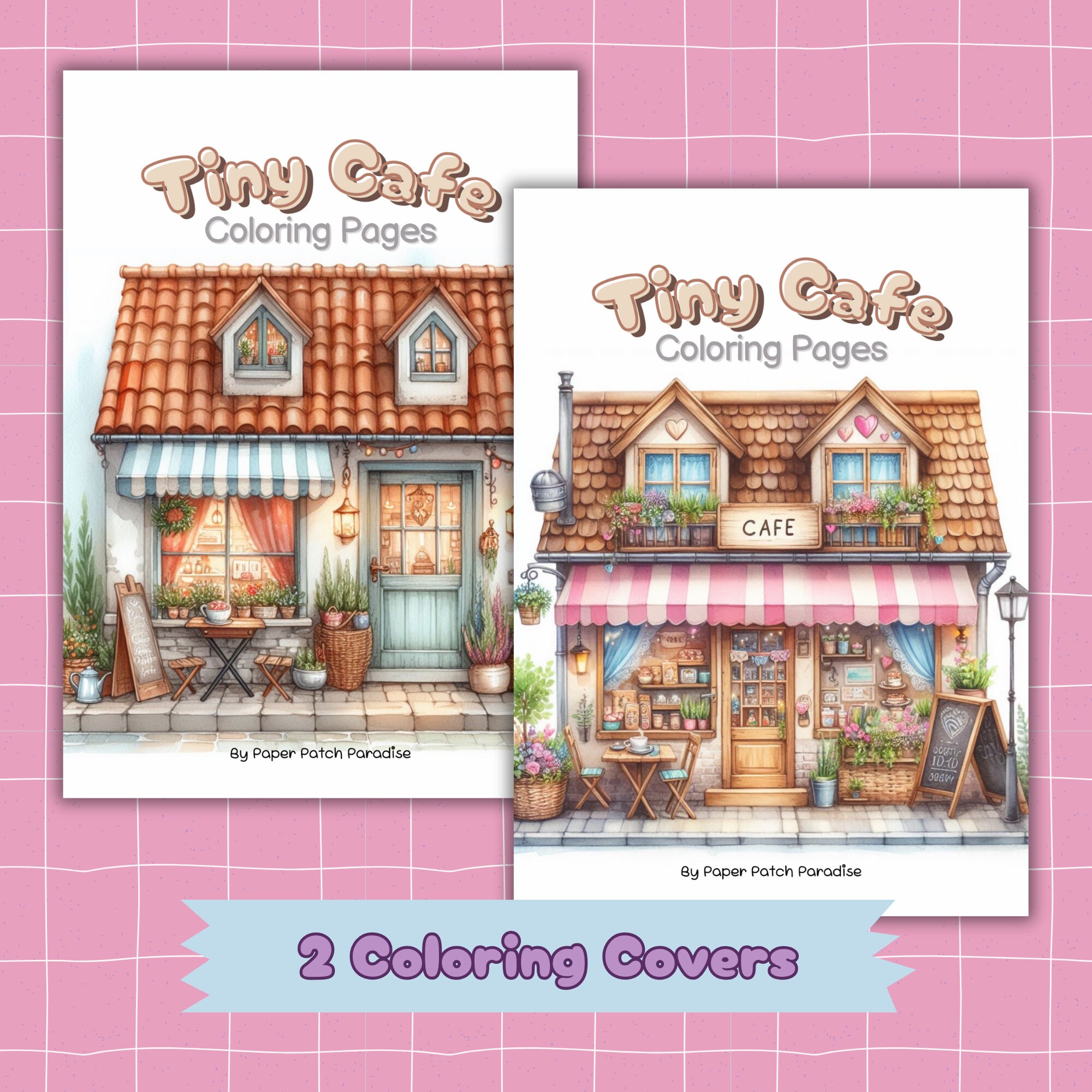 Tiny Cafe Coloring Pages Printable Cute Storefront Coloring Sheets ...