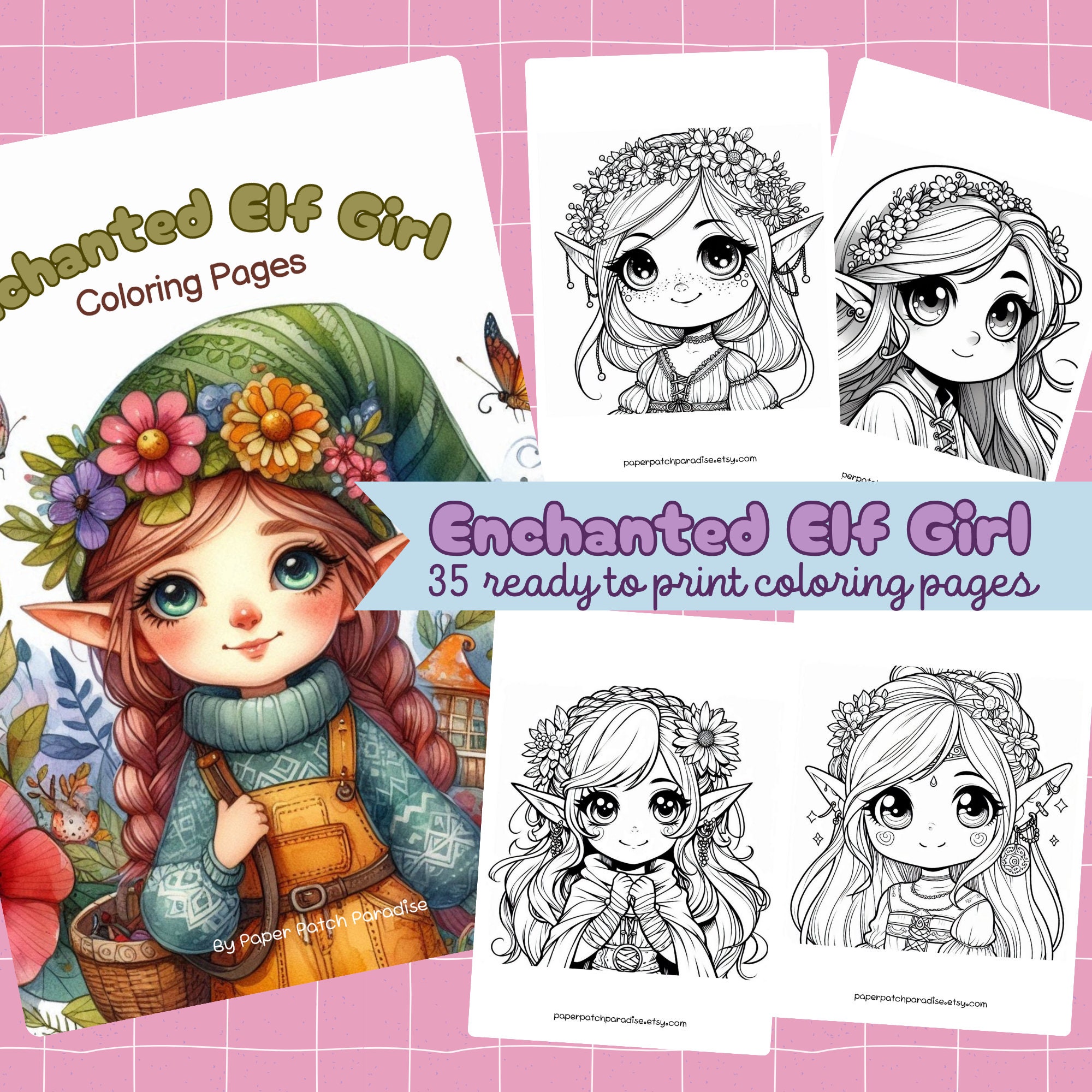 Enchanted Elf Coloring Pages Printable Kawaii Elf Girl Coloring Sheet ...