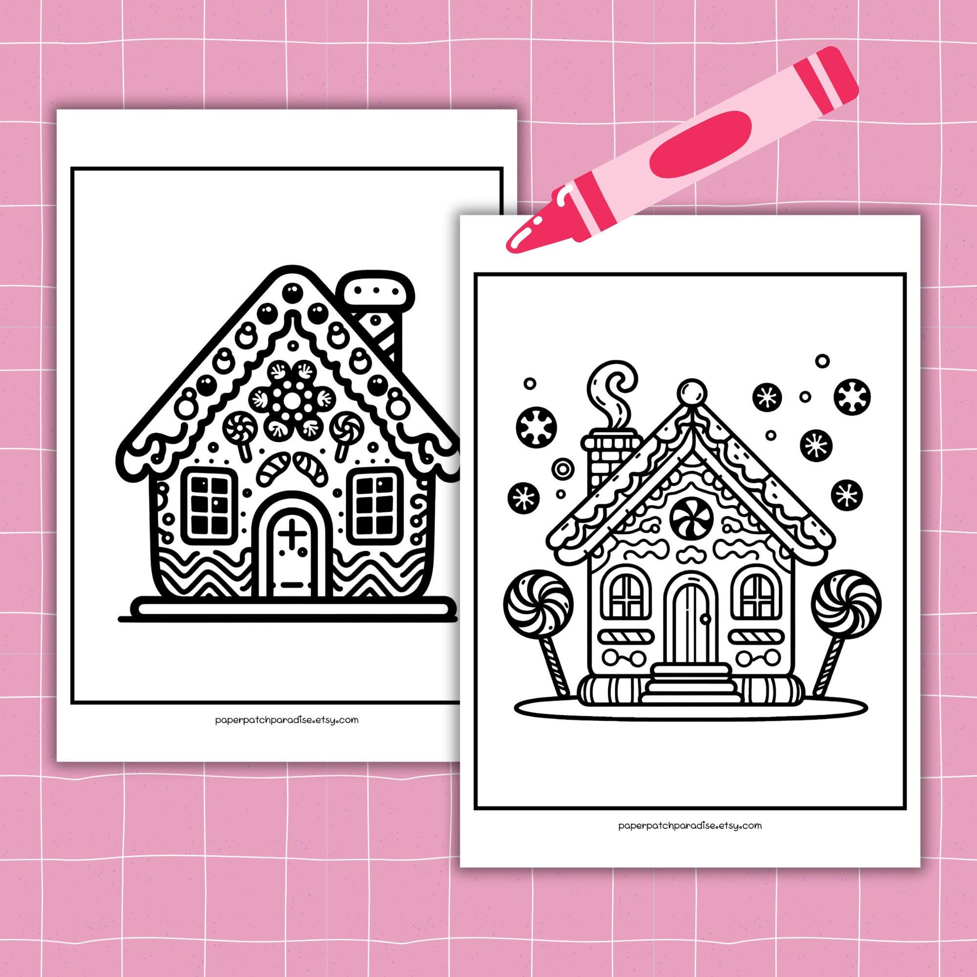 Gingerbread House Coloring Pages Printable Cute Christmas Coloring ...