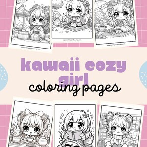 Kawaii Girl Coloring Pages Printable Cute Cozy Scenes Coloring Sheets ...