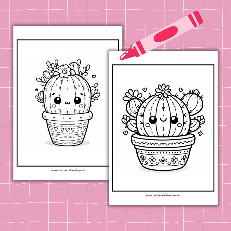 Kawaii Cacti Coloring Pages Printable Cute Plants Coloring Sheets ...