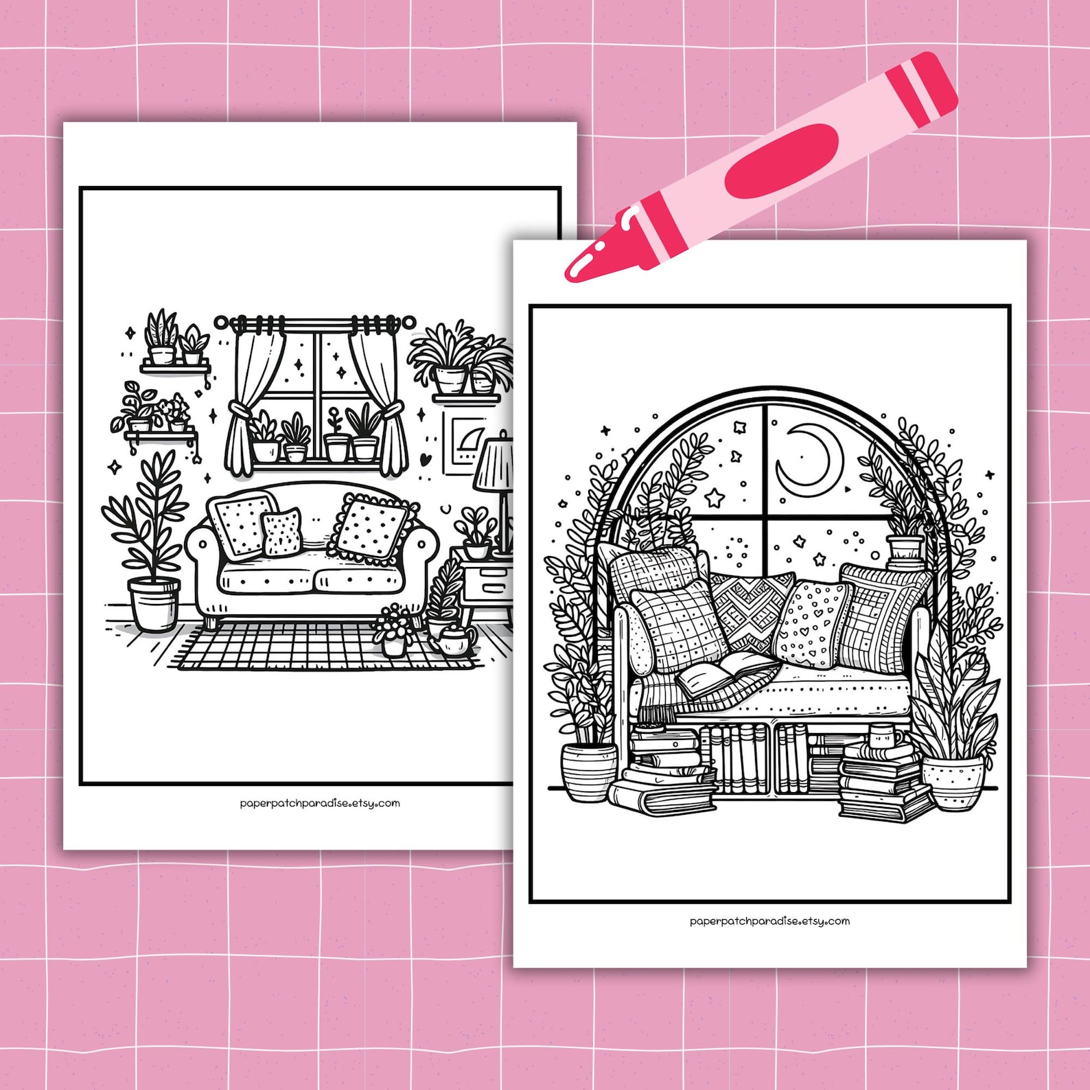 Cozy Spaces Coloring Pages Printable Home Interior Coloring Sheets Kids ...